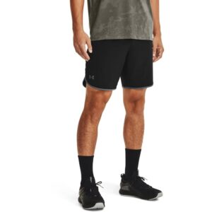 under armour qualifier train shorts, black (001)/pitch gray, medium