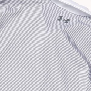 Under Armour Performance Stripe Polo, White (100)/Pitch Gray, Youth X-Small