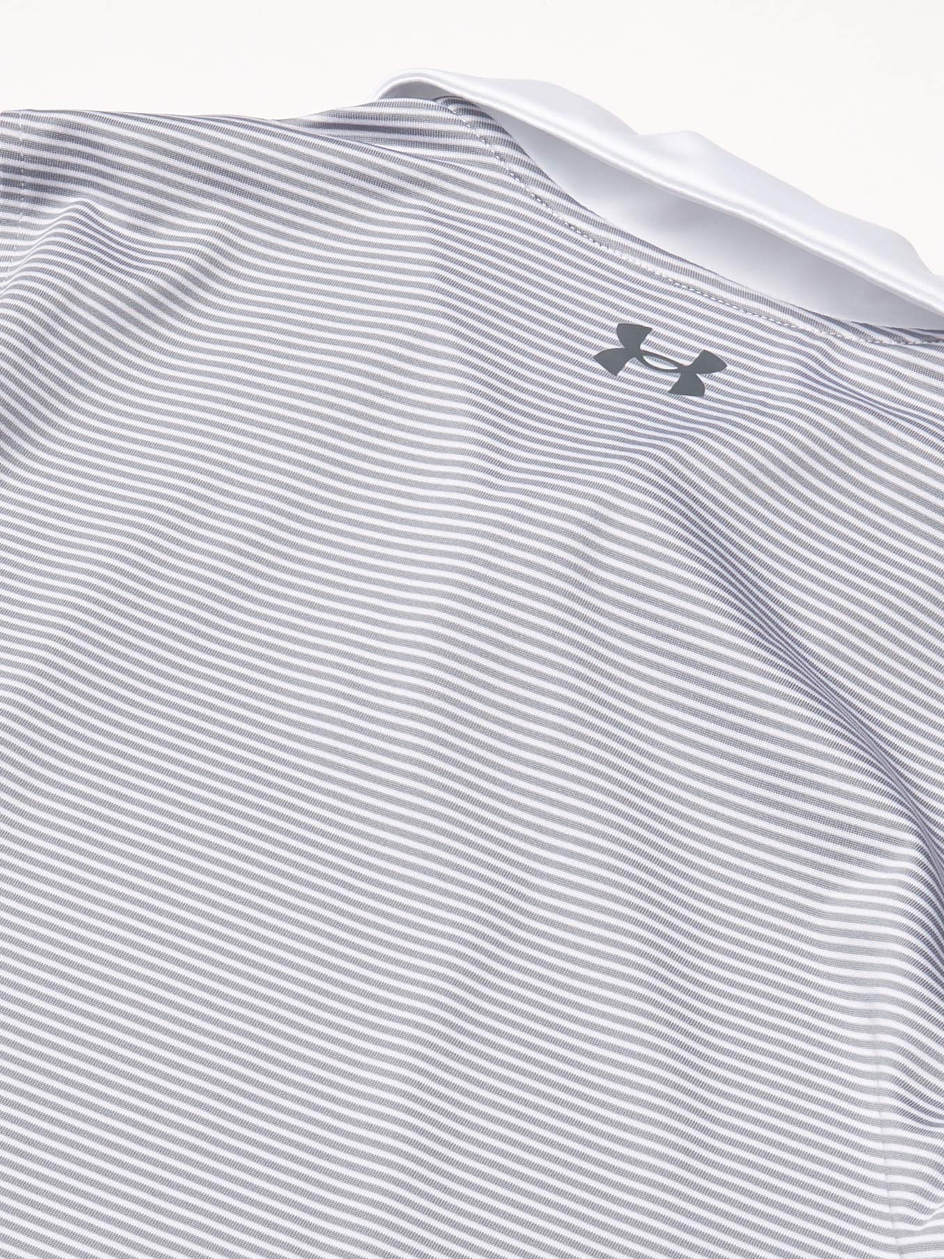 Under Armour Performance Stripe Polo, White (100)/Pitch Gray, Youth X-Small