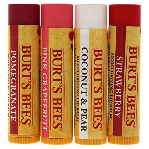 Burt’s Bees Holiday Gift, 4 Lip Balm Stocking Stuffer Products, Beeswax Fruit Set - Pomegranate, Sweet Mandarin, Coconut and Pear & Watermelon (Old Version)