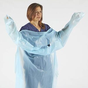 hand2mind Polyethylene, Level 1, Disposable, Non-Surgical Isolation Gowns, Blue, 150 pcs/case (10 Bags of 15 Gowns per case)