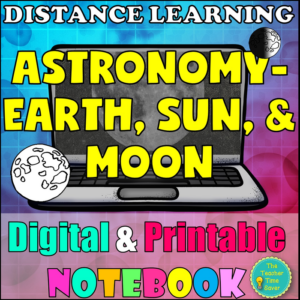 earth, sun, and moon space digital interactive notebook