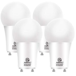 energetic gu24 led light bulb, 60 watt equivalent (8.5w), 3000k warm white, 800 lumens, non-dimmable, 2 prong light bulb, ul listed, 4 pack