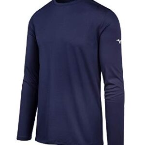 Mizuno Men's Long Sleeve Tee, Navy, Large