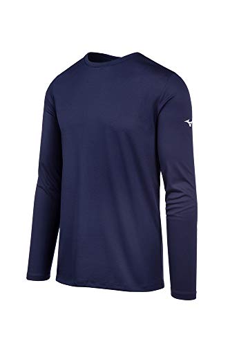 Mizuno Men's Long Sleeve Tee, Navy, Large