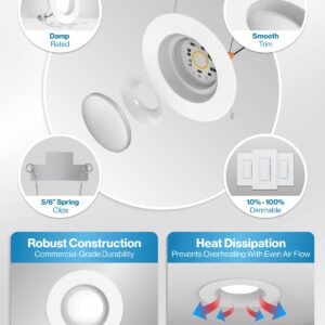 Sunco Lighting 16 Pack Retrofit LED Recessed Lighting 6 Inch, 6000K Daylight Deluxe, Dimmable Can Lights, Smooth Trim, 13W=75W, 965 LM, Damp Rated - UL Listed