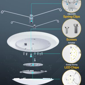 Sunco Lighting 16 Pack 5/6 LED Canless Recessed Disk Lights Ceiling Light Fixture 6000K Daylight Deluxe 15W=100W 1050LM Dimmable Low Profile Flush Mount Surface Mount - RoHS