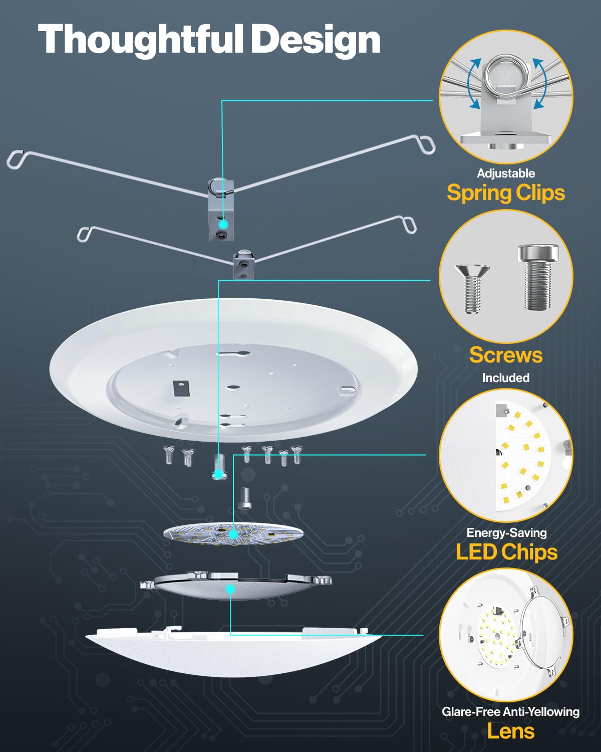 Sunco Lighting 16 Pack 5/6 LED Canless Recessed Disk Lights Ceiling Light Fixture 6000K Daylight Deluxe 15W=100W 1050LM Dimmable Low Profile Flush Mount Surface Mount - RoHS