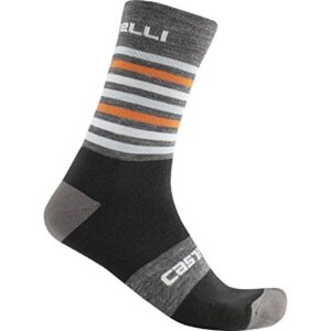 castelli gregge 15 sock dark gray orange, l/xl