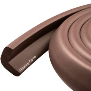 Roving Cove Edge Protector for Baby (6ft Large Edge Only), Hefty-Fit Heavy-Duty Soft Foam Furniture Edge Bumper Guards, Desk Edge Cushion, Wall Corner Covers, 3M Adhesive, Coffee Brown