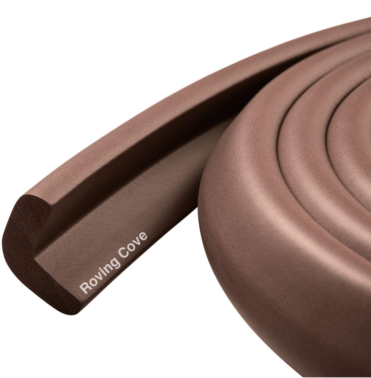 Roving Cove Edge Protector for Baby (6ft Large Edge Only), Hefty-Fit Heavy-Duty Soft Foam Furniture Edge Bumper Guards, Desk Edge Cushion, Wall Corner Covers, 3M Adhesive, Coffee Brown