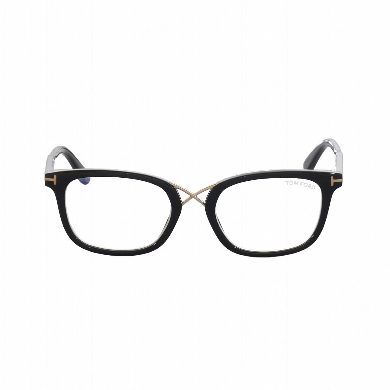 Eyeglasses Tom Ford FT 5637 -B 001 Shiny Black, Rose Gold/Blue Block Lenses