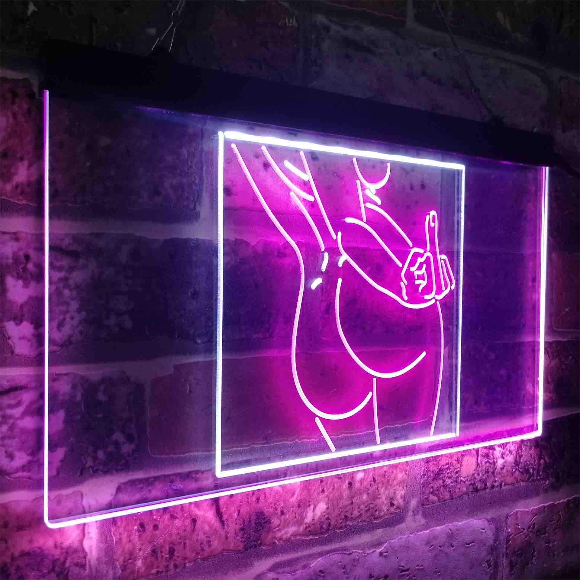 ADVPRO Bad Bitch Middle Finger FXXK Girl Room Dual Color LED Neon Sign White & Purple 24 x 16 Inches st6s64-i3799-wp