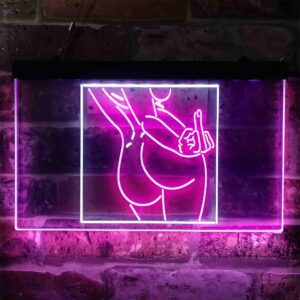 ADVPRO Bad Bitch Middle Finger FXXK Girl Room Dual Color LED Neon Sign White & Purple 24 x 16 Inches st6s64-i3799-wp