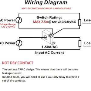 CrocSee Miniature Current Switch, CS-TS0, Normally Open Amp Sensor Monitoring Relay, AC 1-50A Detectable