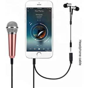 Mini Microphone,Singing Mic Equipment,Beautiful Vocal Quality,Mini Type Space Saving,Metal Frothing Process,3.5mm Audio Connector,Suitable for Laptop, iPhone, Android Phone (Golden)Auxiliary