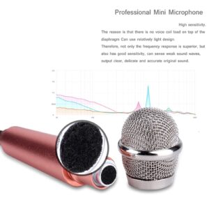 Mini Microphone,Singing Mic Equipment,Beautiful Vocal Quality,Mini Type Space Saving,Metal Frothing Process,3.5mm Audio Connector,Suitable for Laptop, iPhone, Android Phone (Golden)Auxiliary