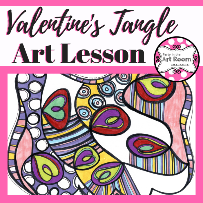 Valentine Tangle Art Lesson