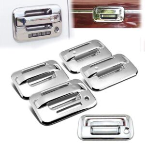 overun 3-layer triple chrome plated side 4 door handle cover with keypad+tailgate cover designed for 2004-2014 ford f-150