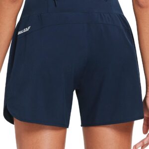 BALEAF Women's 5" Workout Shorts Gym Running Shorts Athletic with Liner High Waistband Quick Dry Sports Zipper Pockets Navy S