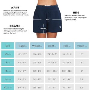 BALEAF Women's 5" Workout Shorts Gym Running Shorts Athletic with Liner High Waistband Quick Dry Sports Zipper Pockets Navy S