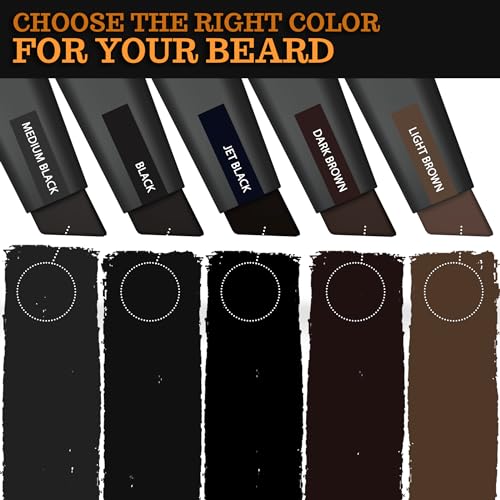 Beard Pen Filler for Men - Barber Styling Grooming Pencil - Waterproof Proof, Sweat Proof, Long Lasting Solution with Natural Finish - Cover Beard and Scalp Patches in Seconds - Black 1 Pack