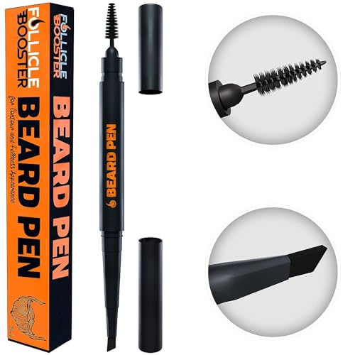 Beard Pen Filler for Men - Barber Styling Grooming Pencil - Waterproof Proof, Sweat Proof, Long Lasting Solution with Natural Finish - Cover Beard and Scalp Patches in Seconds - Black 1 Pack