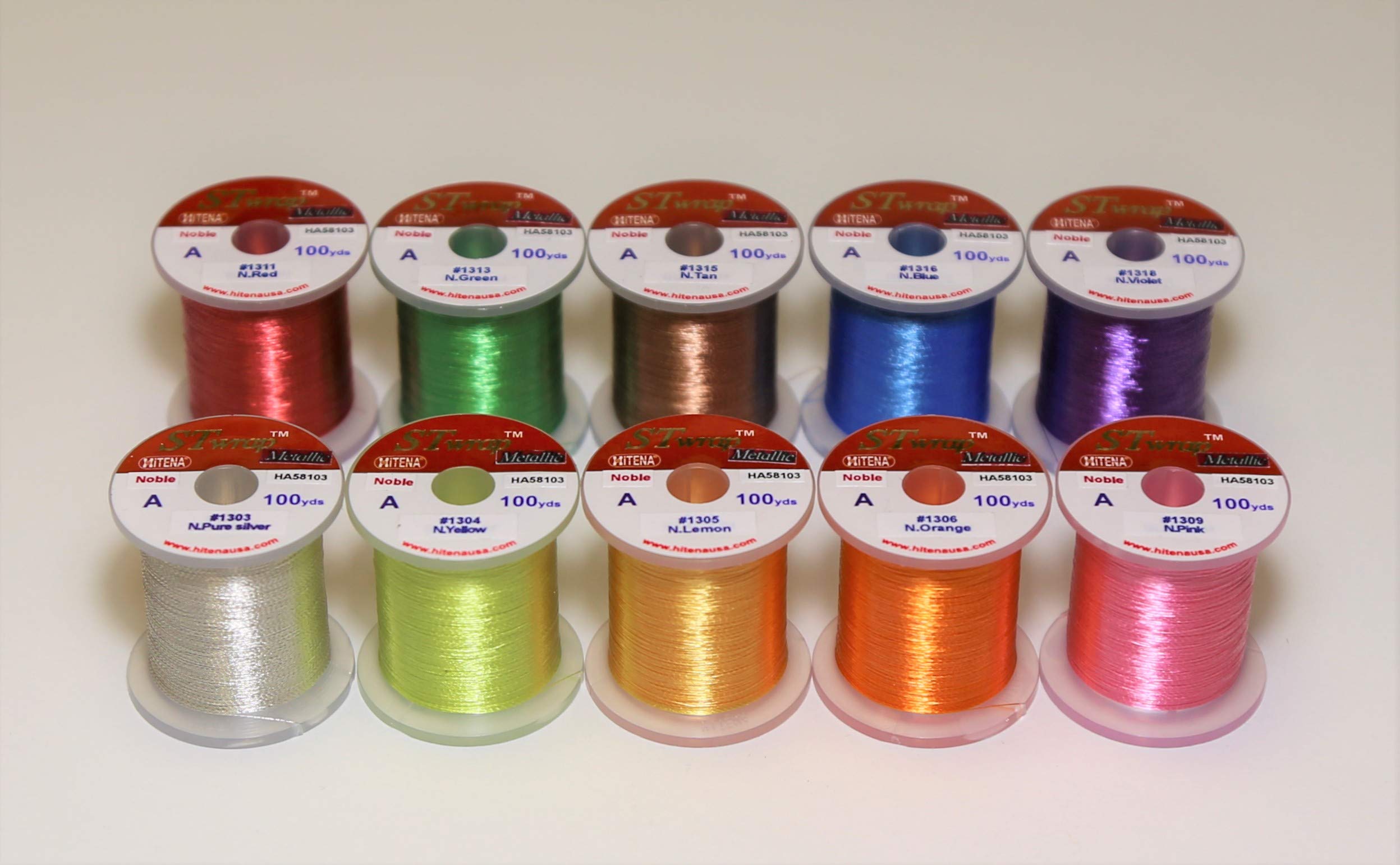 HITENA Rod Wrapping Thread - Metallic Noble 10 Color Pack (100yd)