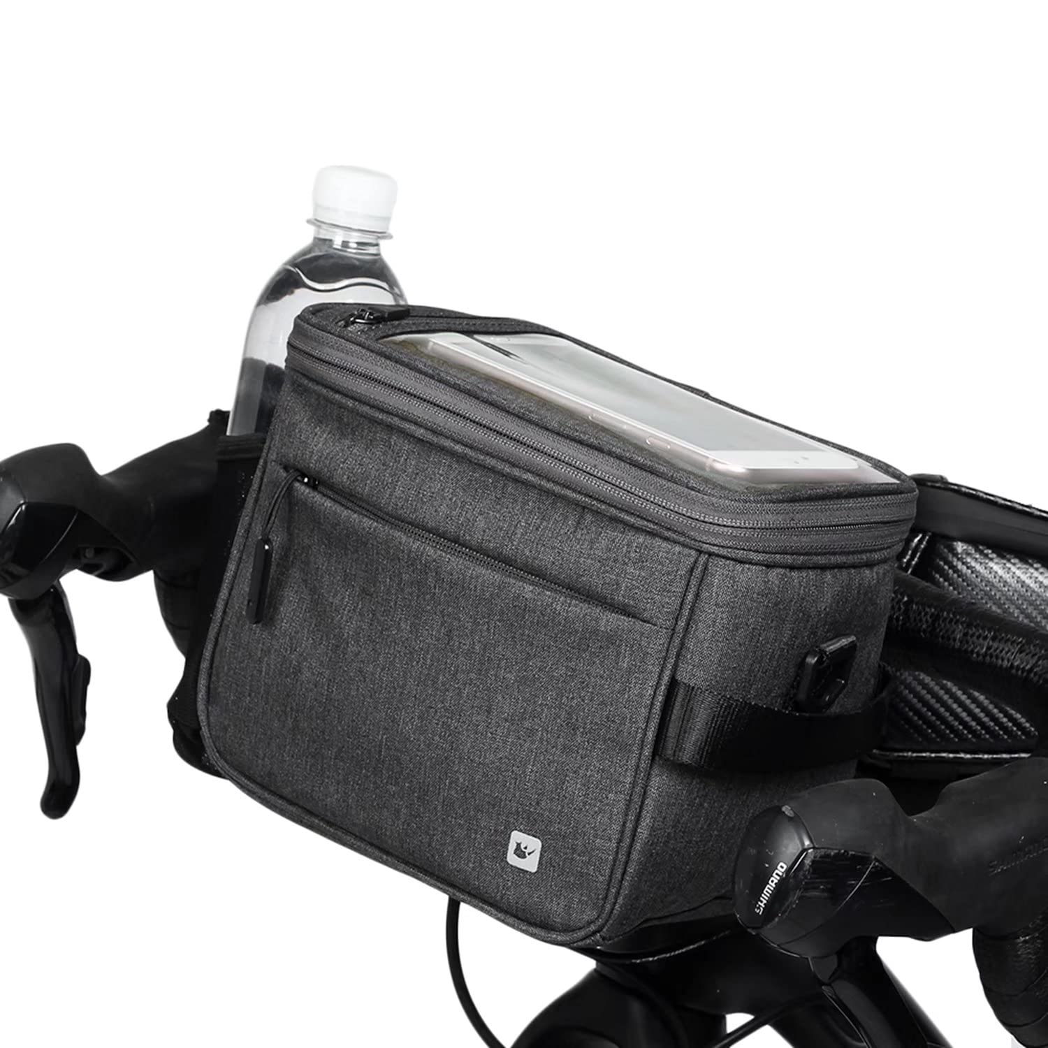 Rhinowalk Bike Handlebar Bag Waterproof Bicycle Front Bag Pack Camera Bag Handbag Phone Bag with Touch Screen Shoulder Strap, Grey