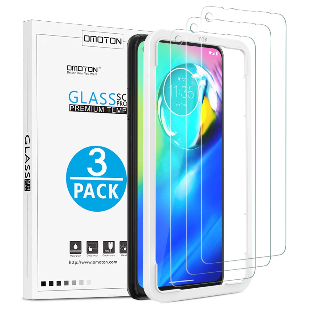 OMOTON [3 Pack Screen Protector for Moto G Power 2020 - Tempered glass/Alignment Frame/Anti Scratch Screen Protector for Motorola Moto G Power 6.4 inch (Not for 2021 Version)