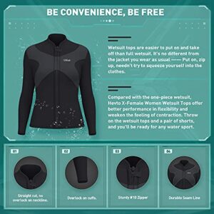 Hevto Wetsuits Tops X Women 3mm Neoprene Jacket Long Sleeve Surfing Swimming Front Zip Keep Warm (X-Women Gray, S2)