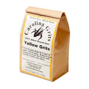 Carolina Grits Company Traditionally Stone Ground Carolina Yellow Grits, non-GMO, Whole Grain and Gluten Free - 2 Packs (2 Pounds Total)