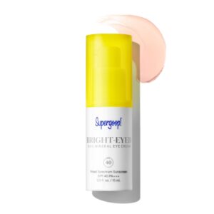 supergoop! bright-eyed 100% mineral eye cream, 0.5 fl oz - spf 40 pa+++ hydrating & illuminating mineral sunscreen - under eye cream for dark circles & puffiness - revives tired eyes