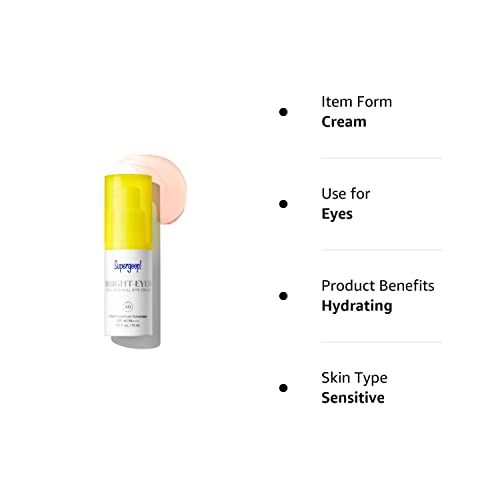 Supergoop! Bright-Eyed 100% Mineral Eye Cream, 0.5 fl oz - SPF 40 PA+++ Hydrating & Illuminating Mineral Sunscreen - Under Eye Cream for Dark Circles & Puffiness - Revives Tired Eyes