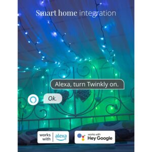 Twinkly App-Controlled 26.2ft Smart String LED Lights with 100 RGB LEDs - WiFi & Bluetooth Connectivity, Sync with Music, Indoor/Outdoor Use (IP44), Compatible with Google Assistant & Amazon Alexa