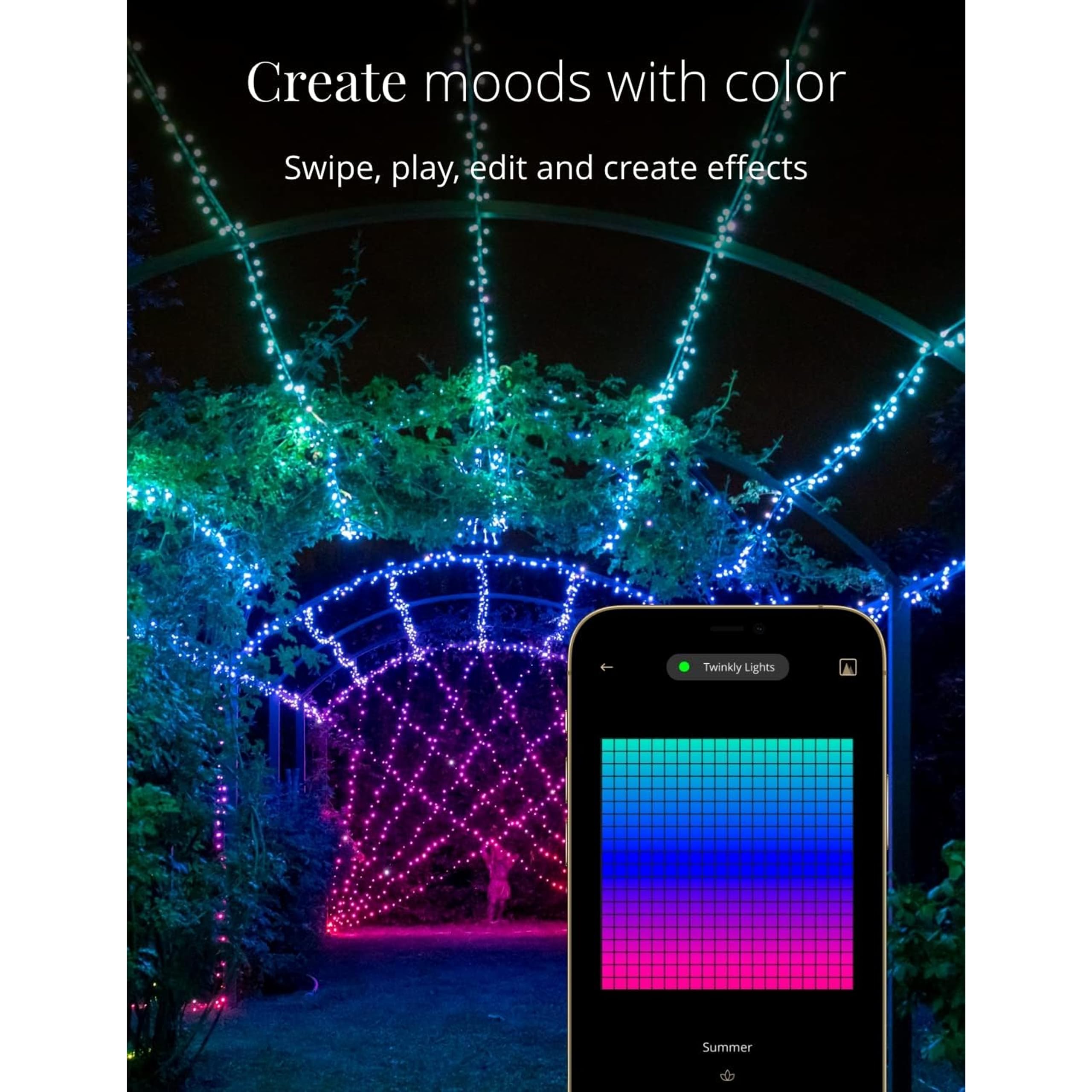 Twinkly App-Controlled 26.2ft Smart String LED Lights with 100 RGB LEDs - WiFi & Bluetooth Connectivity, Sync with Music, Indoor/Outdoor Use (IP44), Compatible with Google Assistant & Amazon Alexa