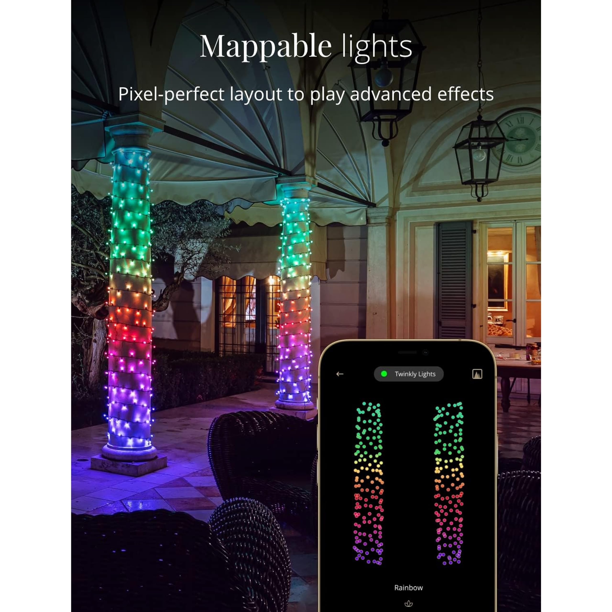 Twinkly App-Controlled 26.2ft Smart String LED Lights with 100 RGB LEDs - WiFi & Bluetooth Connectivity, Sync with Music, Indoor/Outdoor Use (IP44), Compatible with Google Assistant & Amazon Alexa