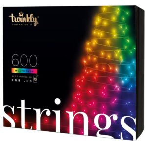 twinkly app-controlled 157ft smart string led lights with 600 rgb leds - wifi & bluetooth connectivity, sync with music, indoor/outdoor use (ip44), compatible with google assistant & amazon alexa