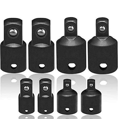 Impact Socket Adapter and Reducer Set, Use with Impact Wrenches and Drills in Auto and Impact Driver Construction Work, 8 Piece - (3/8in. to 1/4) (1/2in. to 3/8) (3/8in. to 1/2) (1/4in. to 3/8)