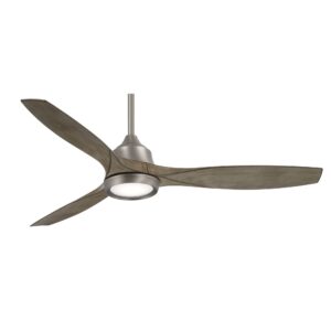 minka-aire f749l-bnk skyhawk 60 inch led ceiling fan with carved wood blades, integrated led light and dc motor in burnished nickel finish