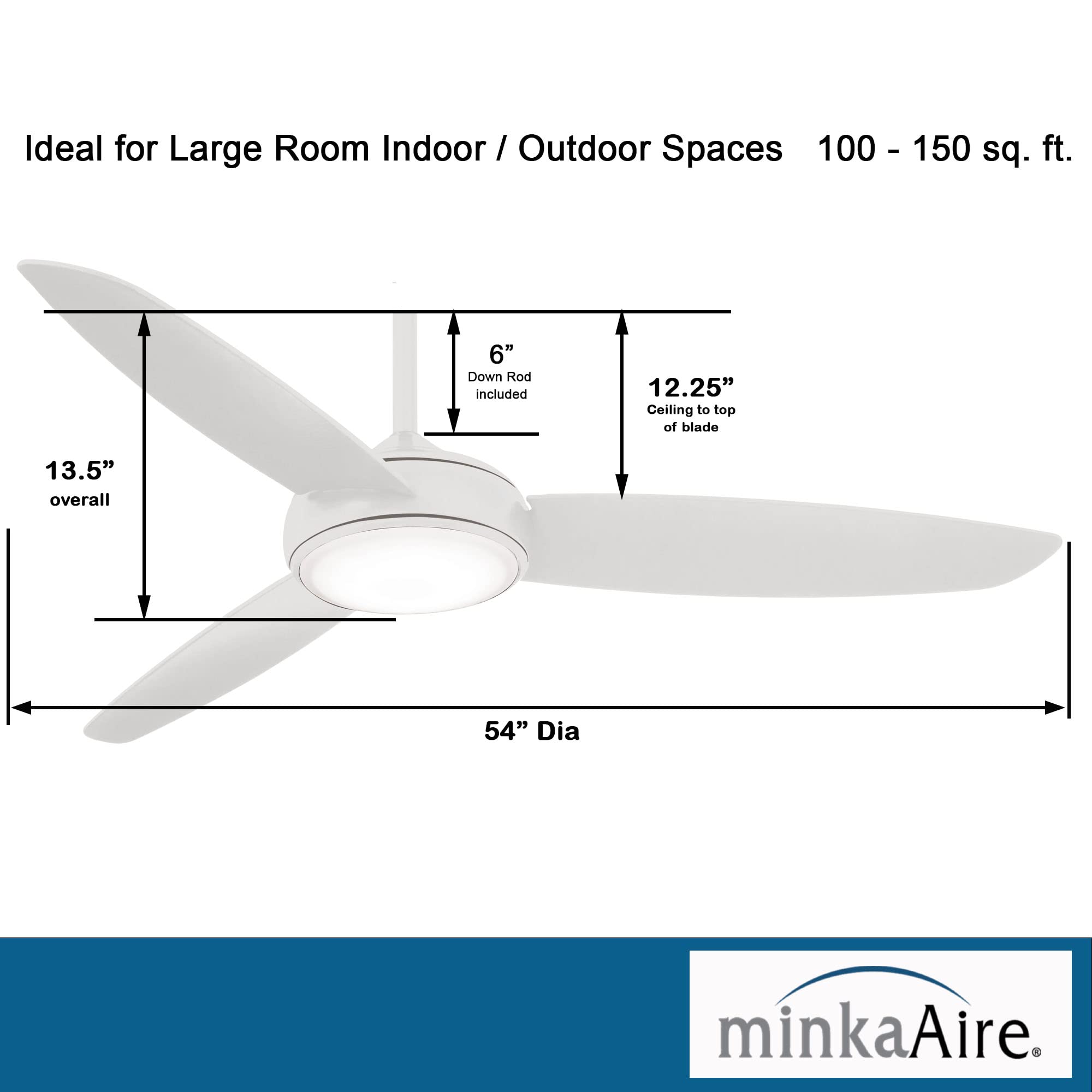 MINKA-AIRE F465L-WH Concept IV 54" Ceiling Fan with LED Lights, White