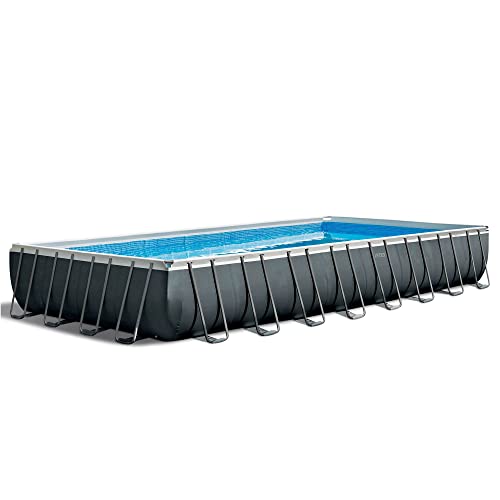 INTEX 32' x 16' x 52" Ultra XTR Frame Above-Ground Rectangular Outdoor Swimming Pool Set with Krystal Clear Saltwater System, Ladder, and Cover