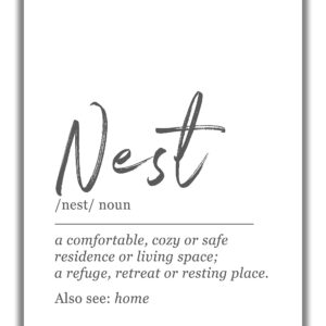 NEST Home Definition Wall Art - 11x14 UNFRAMED Print - Black and White Minimalist, Dictionary-Style Quote Typography Decor.