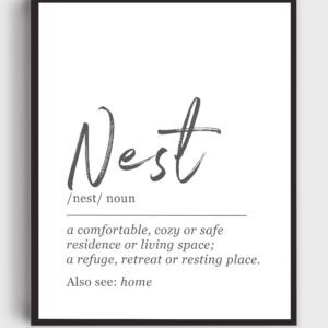 NEST Home Definition Wall Art - 11x14 UNFRAMED Print - Black and White Minimalist, Dictionary-Style Quote Typography Decor.