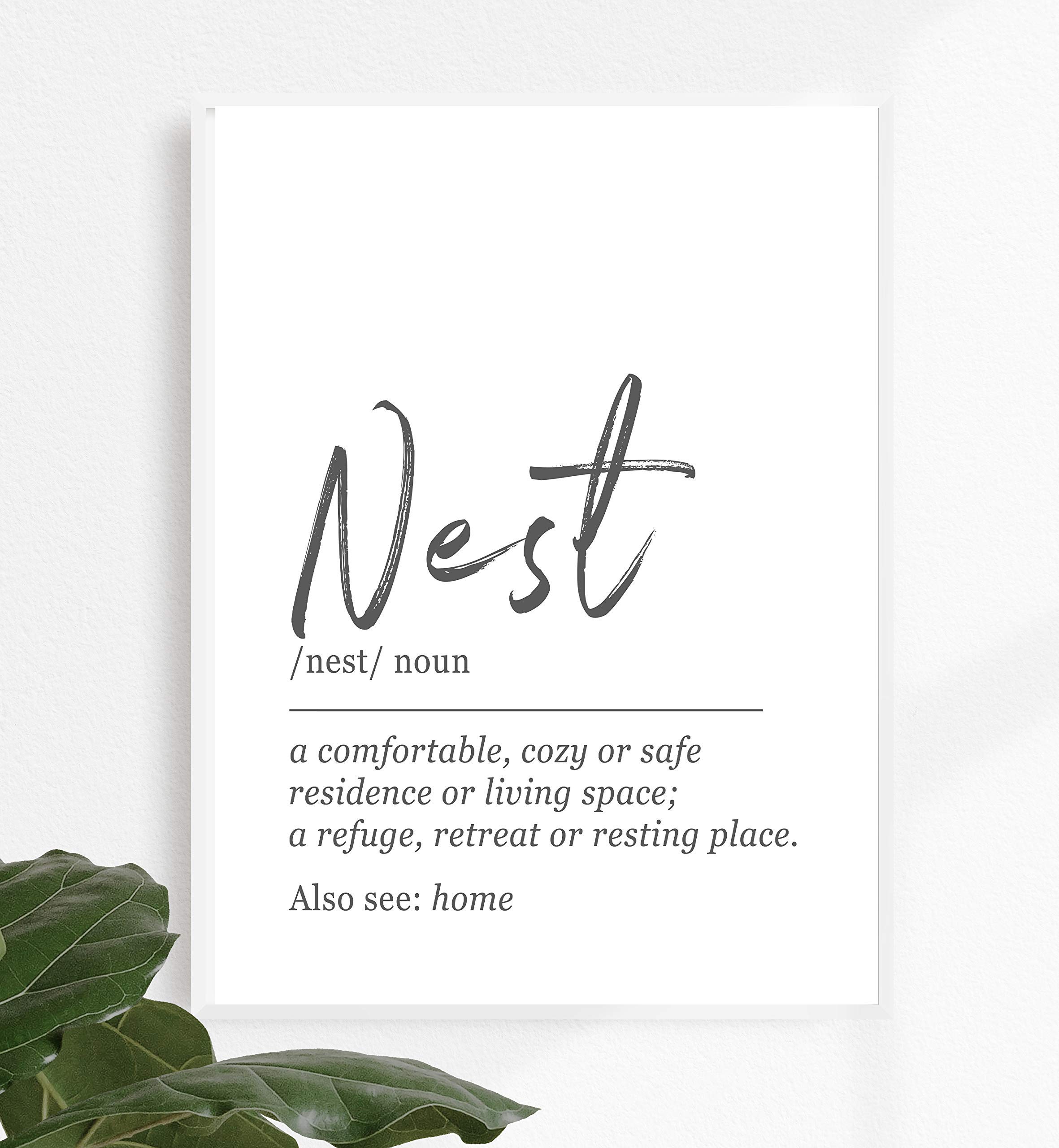 NEST Home Definition Wall Art - 11x14 UNFRAMED Print - Black and White Minimalist, Dictionary-Style Quote Typography Decor.