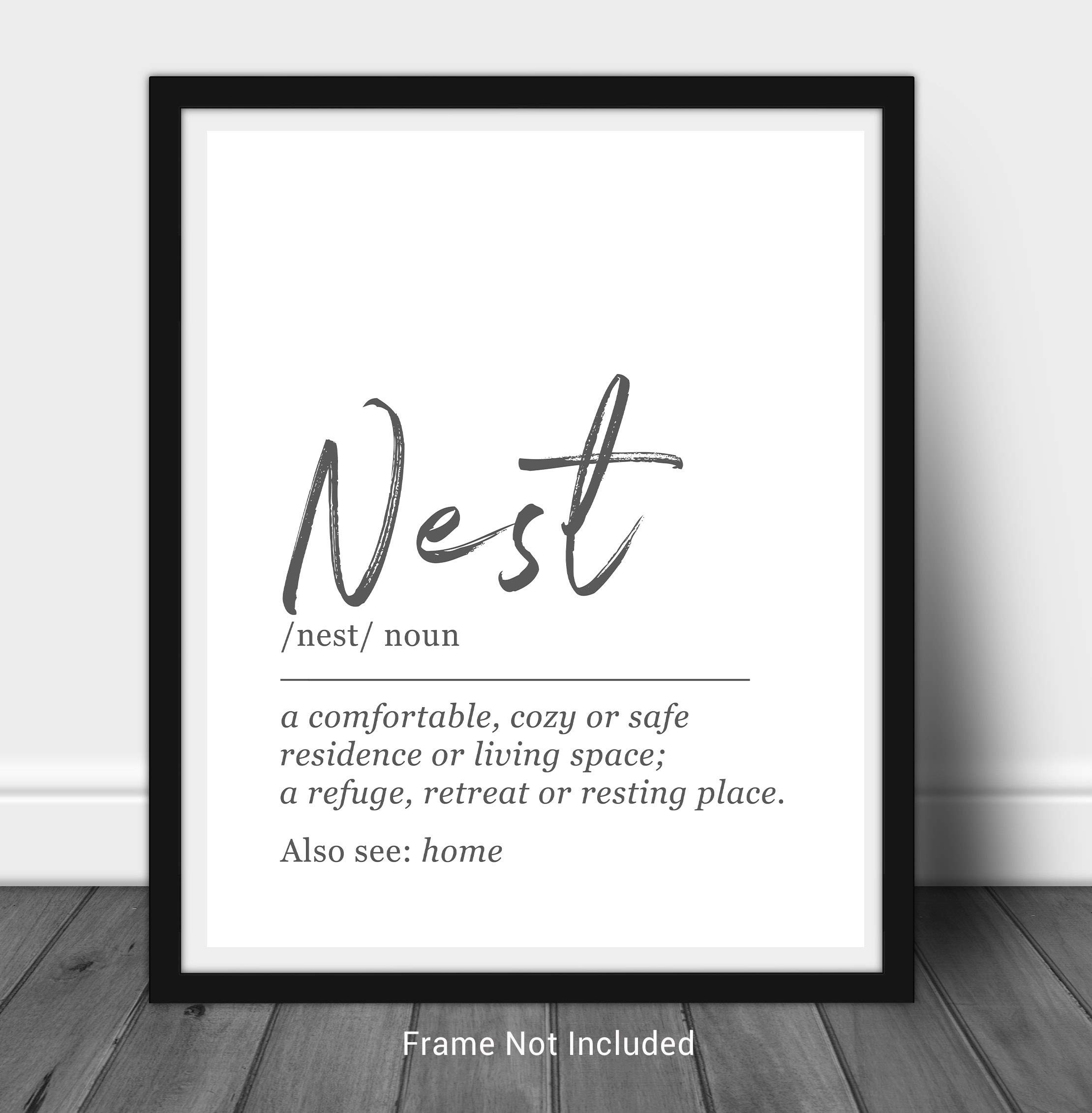 NEST Home Definition Wall Art - 11x14 UNFRAMED Print - Black and White Minimalist, Dictionary-Style Quote Typography Decor.