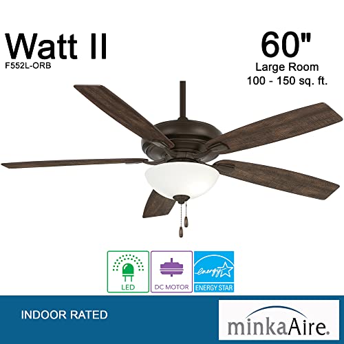 MINKA-AIRE F552L-ORB Watt 60 Inch LED Energy Star Rated Ceiling Fan with DC Motor and 4 Speed Pull Chain in Oil Rubbed Bronze Finish