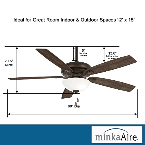 MINKA-AIRE F552L-ORB Watt 60 Inch LED Energy Star Rated Ceiling Fan with DC Motor and 4 Speed Pull Chain in Oil Rubbed Bronze Finish