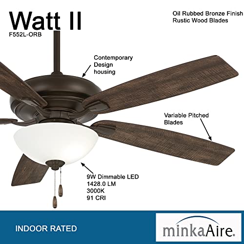 MINKA-AIRE F552L-ORB Watt 60 Inch LED Energy Star Rated Ceiling Fan with DC Motor and 4 Speed Pull Chain in Oil Rubbed Bronze Finish