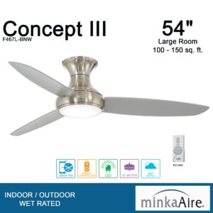 MINKA-AIRE F467L-BNW Concept III 54" Hugger with LED Lights, Brushed Nickel